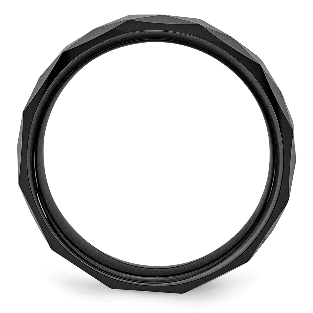 Chisel Ceramic Faceted Black Polished Beveled Edge Band J C S