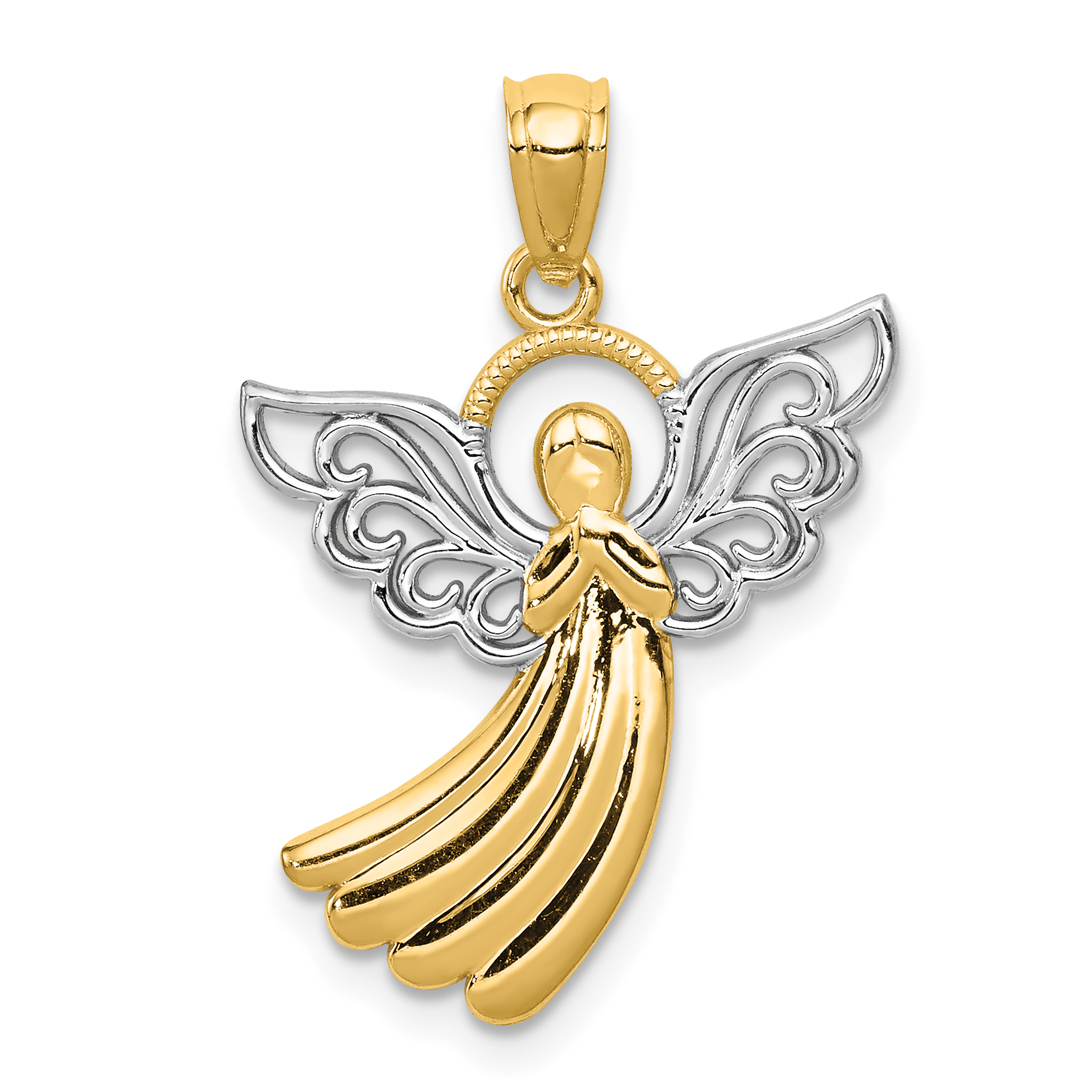 14k and White Rhodium Filigree Angel Pendant D3722 883957430720| eBay