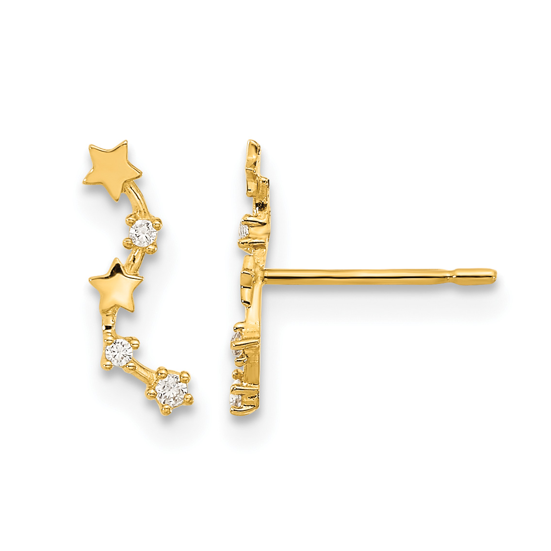 14k Madi K Curved Stars CZ Childrens Post Dangle Earrings GK921 ...