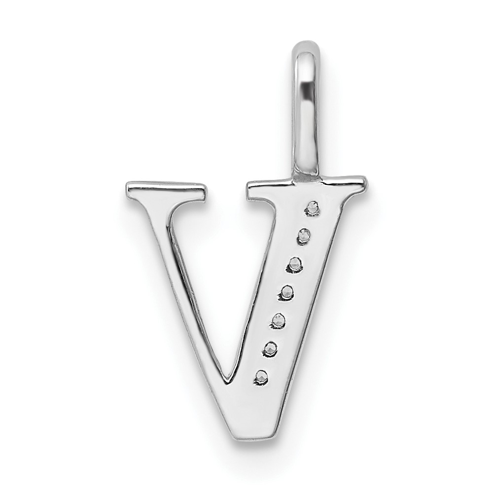 14K White Gold Diamond Letter V Initial Pendant | J.C.’s Jewelry & Repair