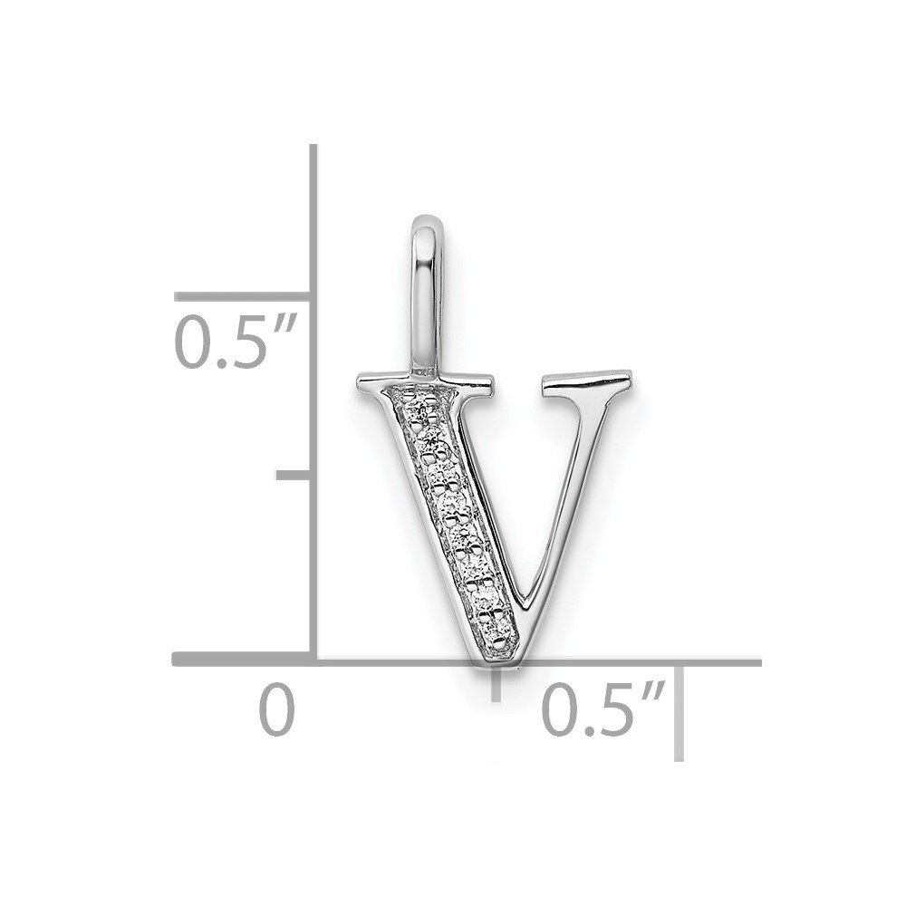 14K White Gold Diamond Letter V Initial Pendant | J.C.’s Jewelry & Repair