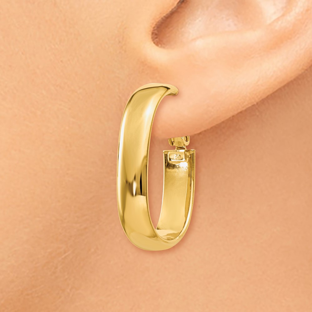 14k 5.75mm Oval Omega Back Hoop Earrings | J.C.’s Jewelry & Repair