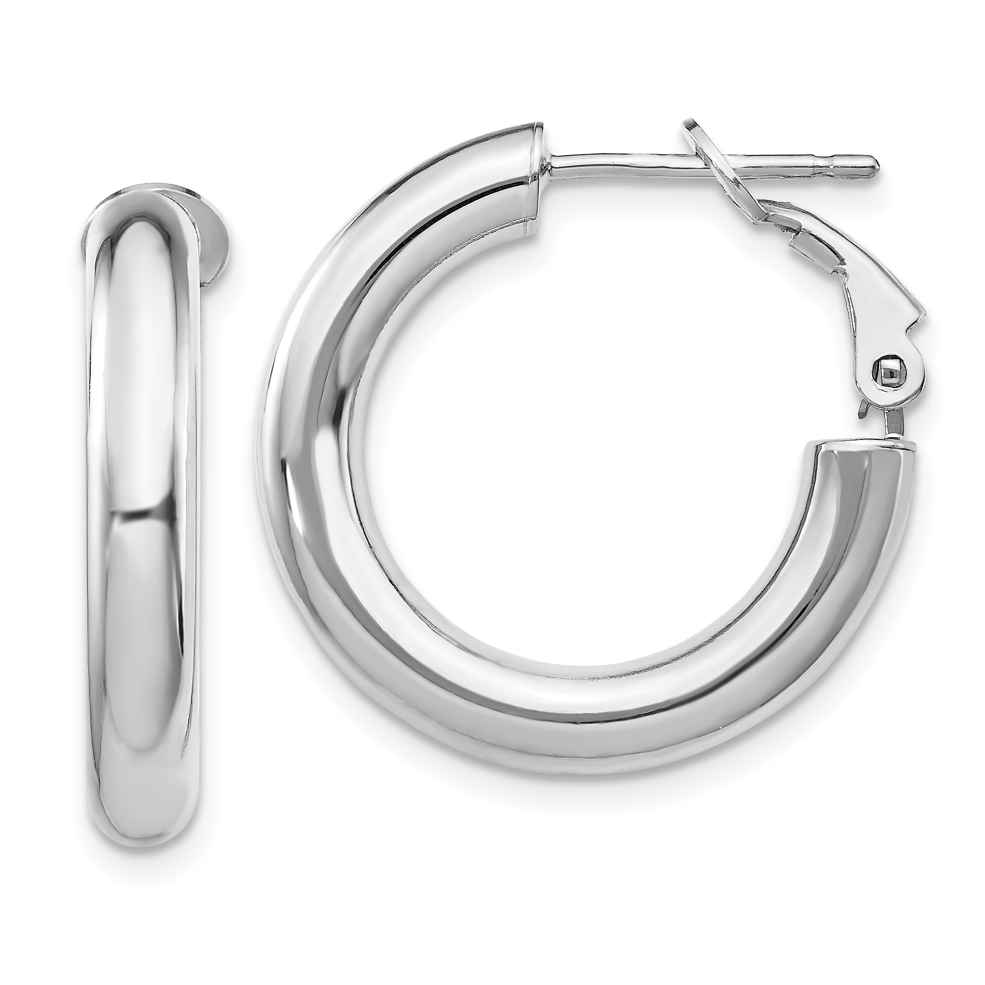 14k Gold 4x23mm Polished Round Omega Back Tube Hoop Earrings PRE926W ...