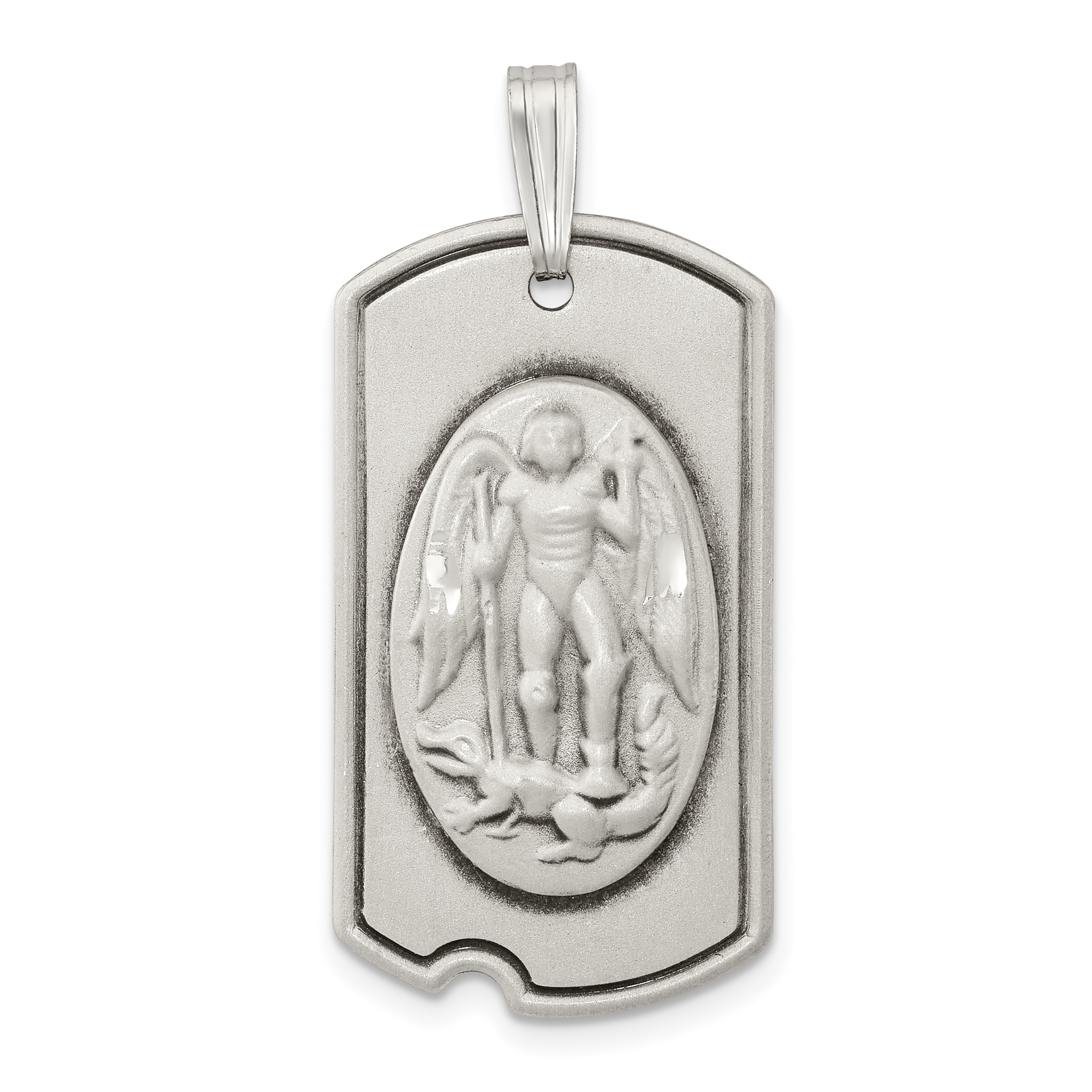 Silver Antiqued Dog Tag Saint Michael Pendant QC8382 191101457395| eBay