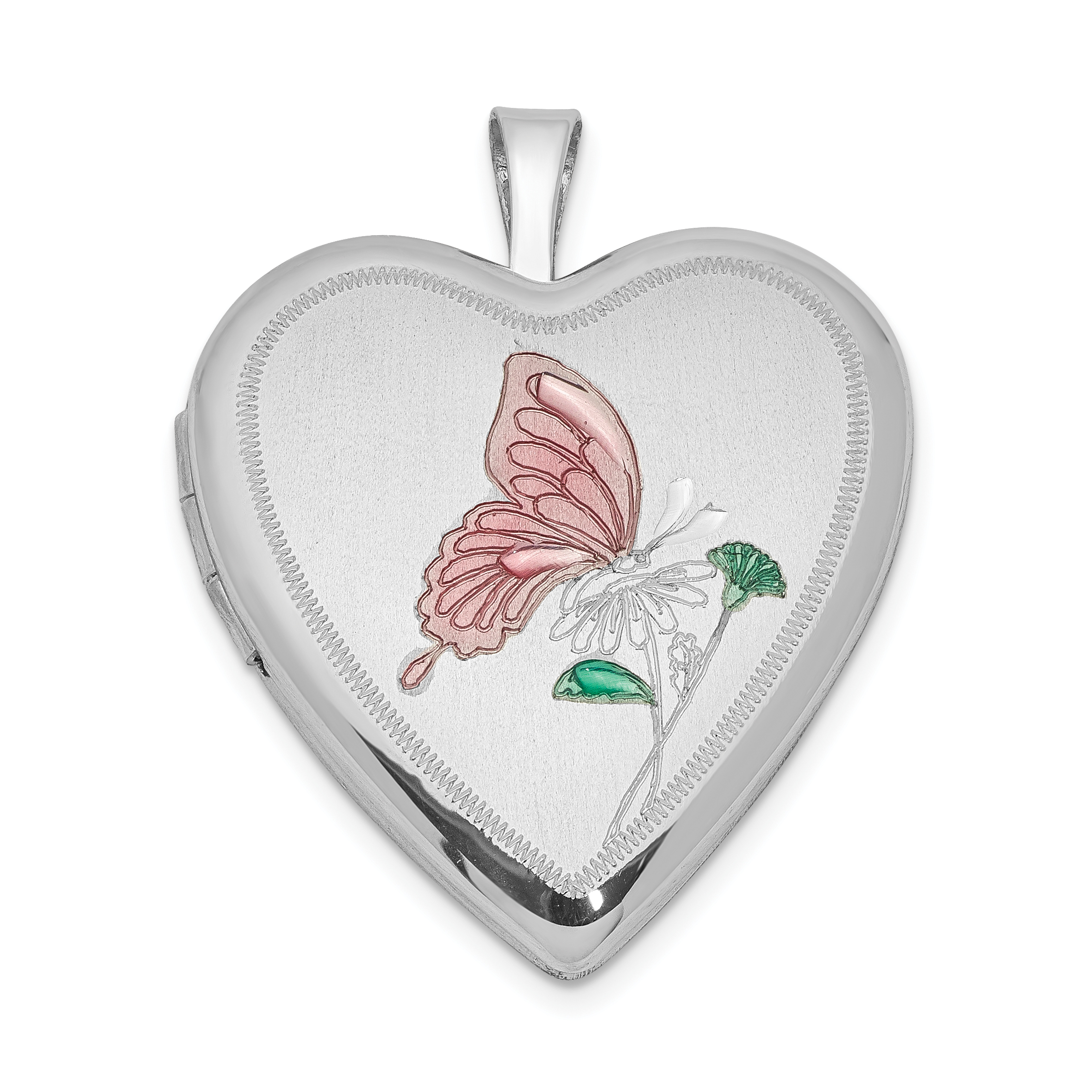 Silver 20mm Enameled Butterfly Heart Locket QLS336 883957562308| eBay