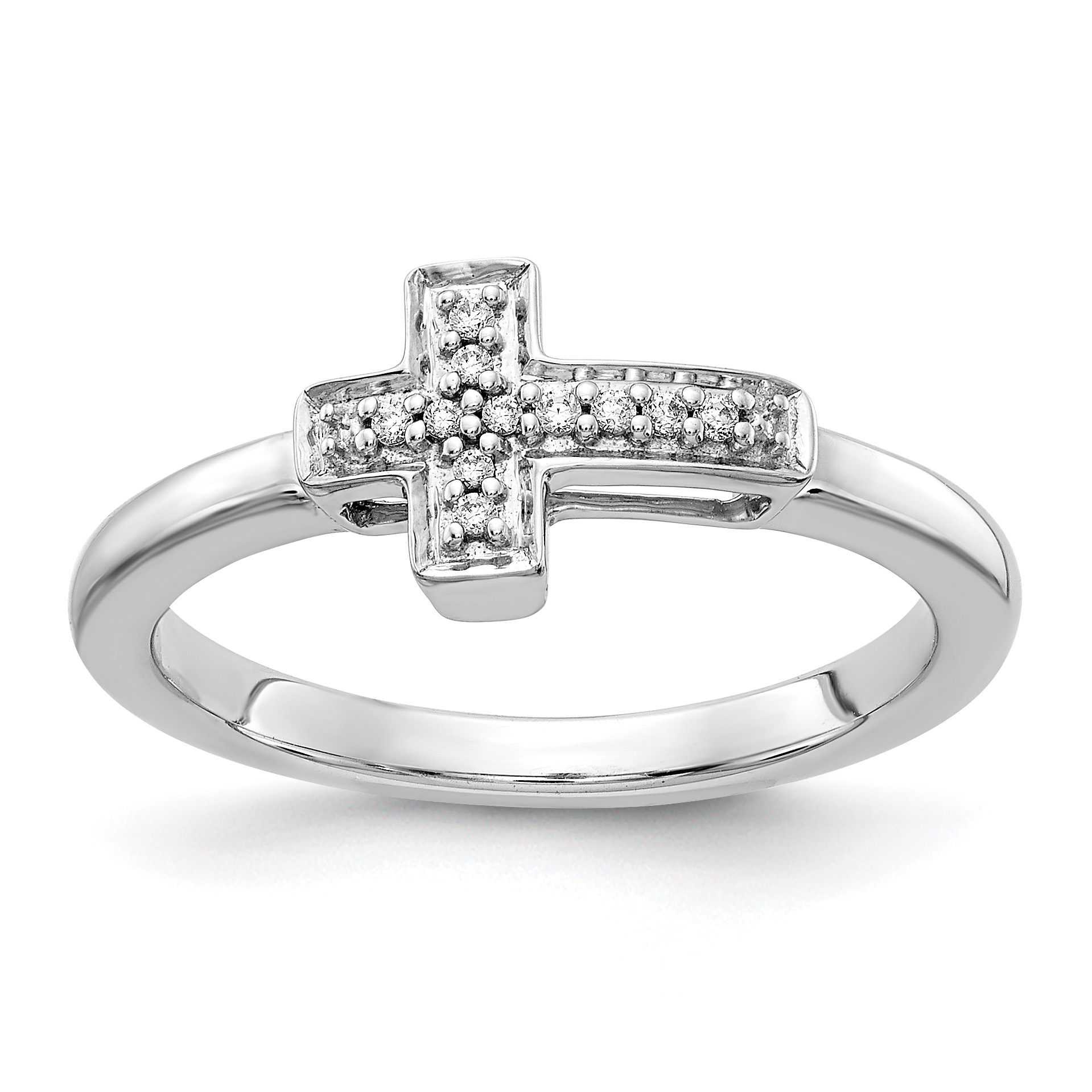 14k White Gold Diamond Cross Ring | J.C.’s Jewelry