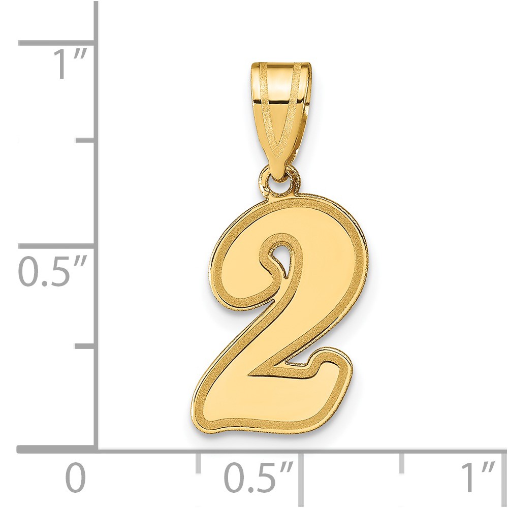 14k Brushed Border Script Number 2 Pendant | J.C.’s Jewelry & Repair