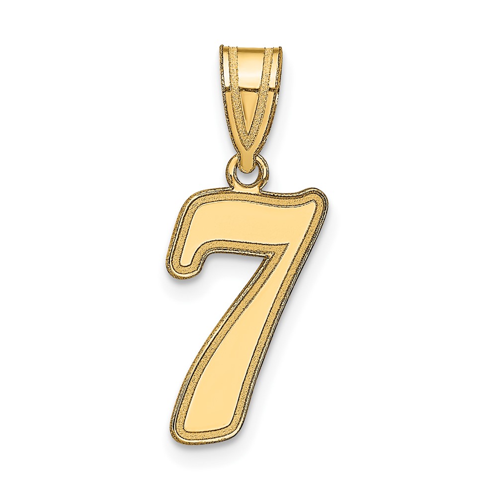 14k Brushed Border Script Number 7 Pendant | J.C.’s Jewelry & Repair