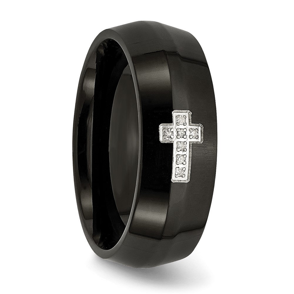 Chisel Stainless Steel Polished Black IP-plated Diamond Cross Band | J ...