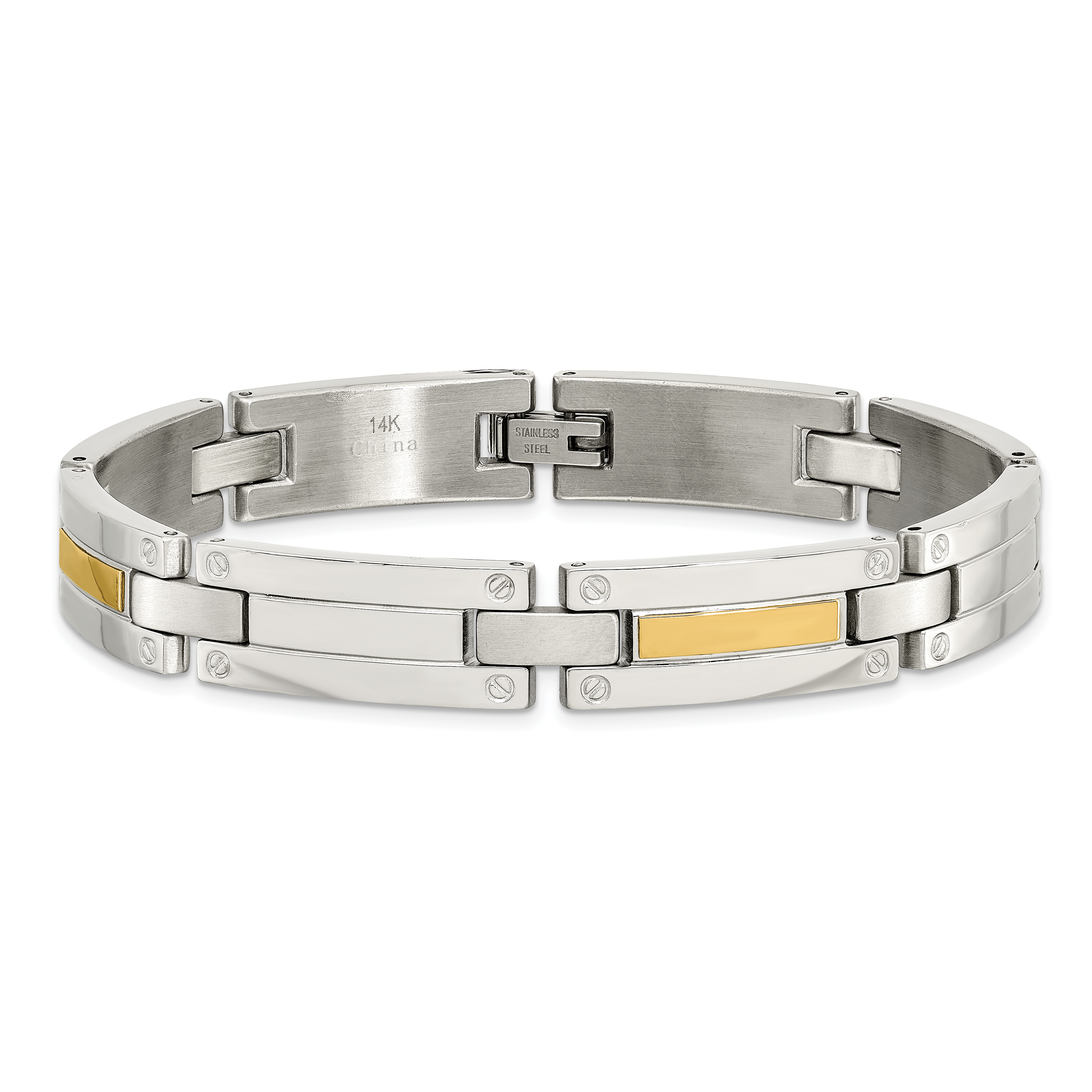Chisel Stainless Steel with 14k Gold Accent Polished 8.5 inch Link ...