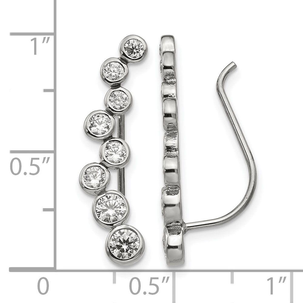 Chisel Stainless Steel Polished with CZ Ear Climbers | J.C.’s Jewelry ...