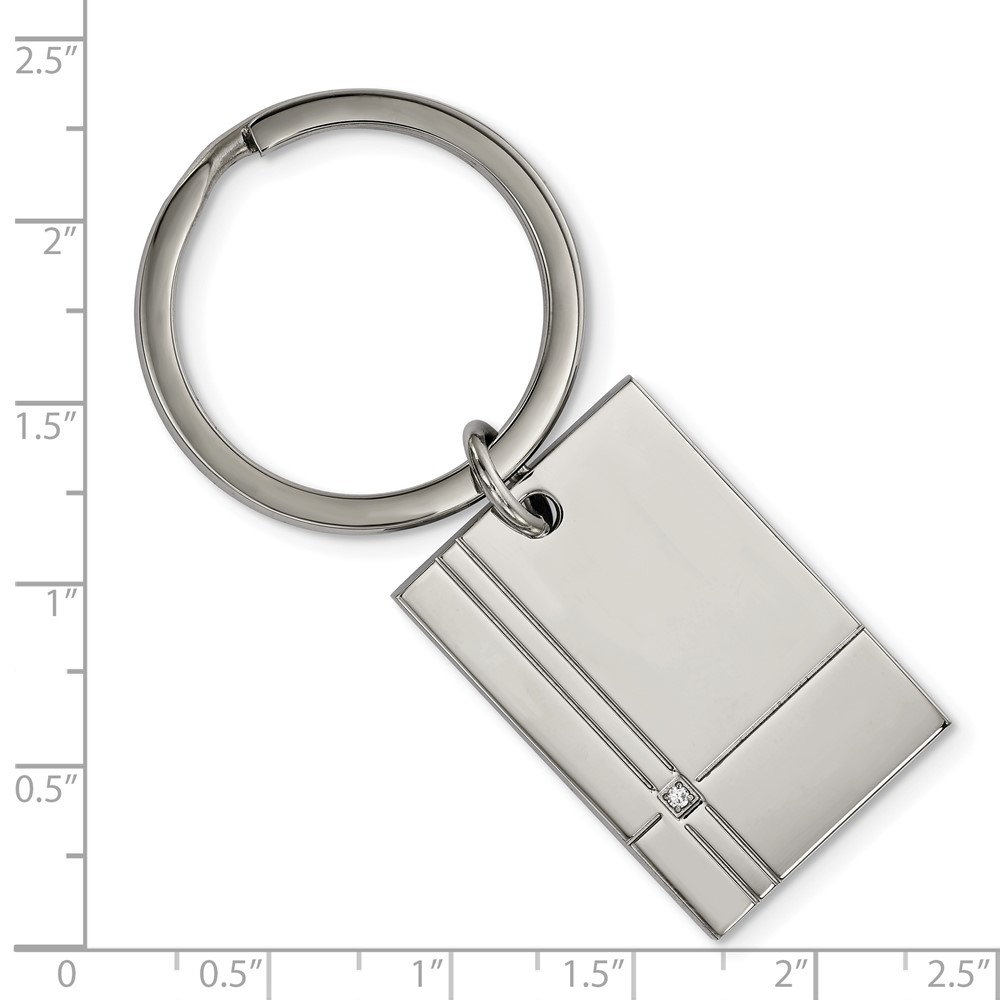 Chisel Stainless Steel Polished Grooved with CZ Key Ring | J.C.’s ...