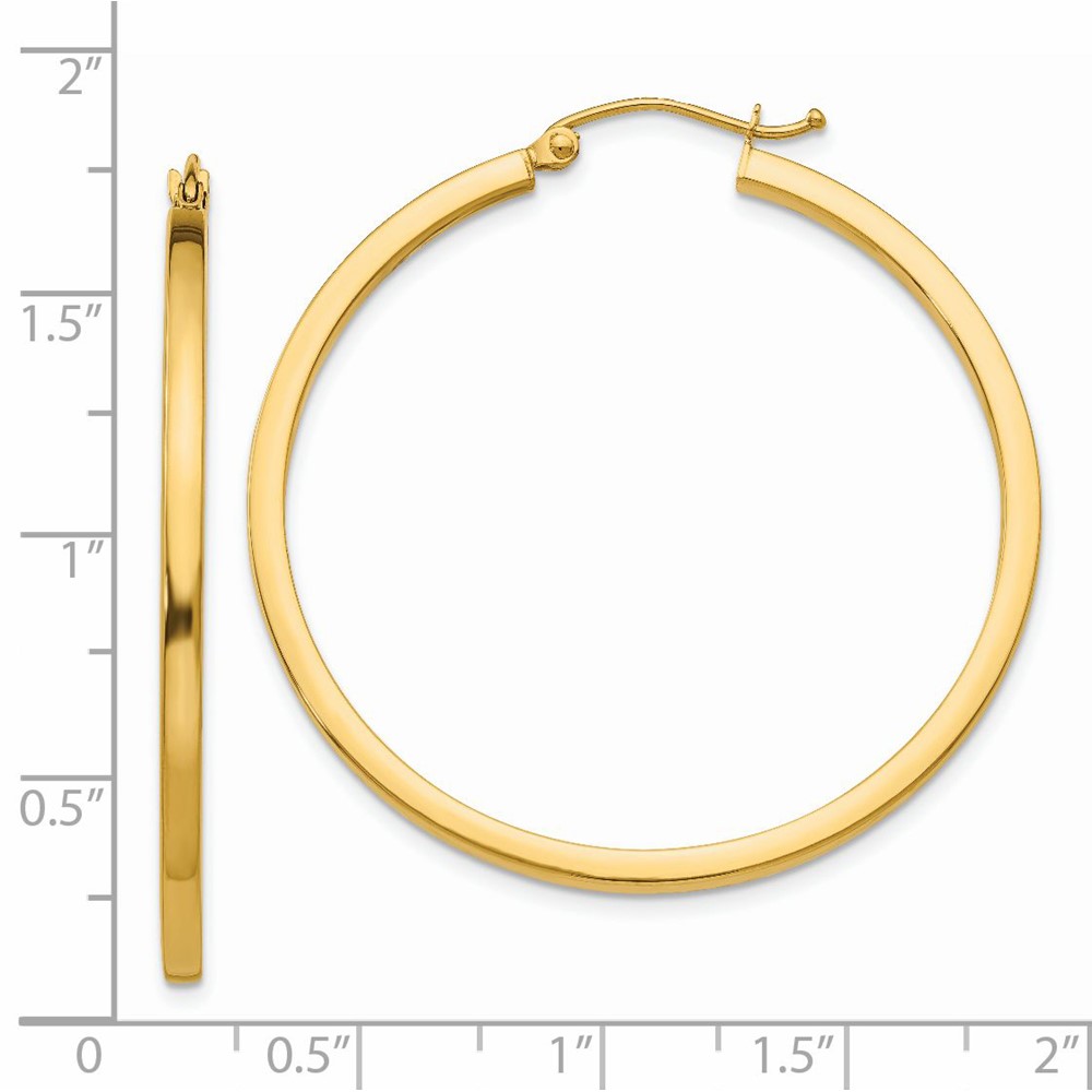 14k 2mm Square Tube Hoop Earrings | J.C.’s Jewelry & Repair