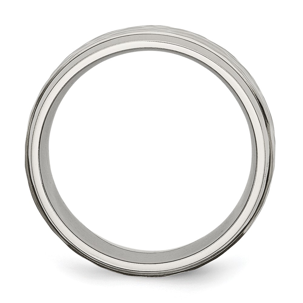 Chisel Titanium Polished And Hammered Beveled Edge Band J C S