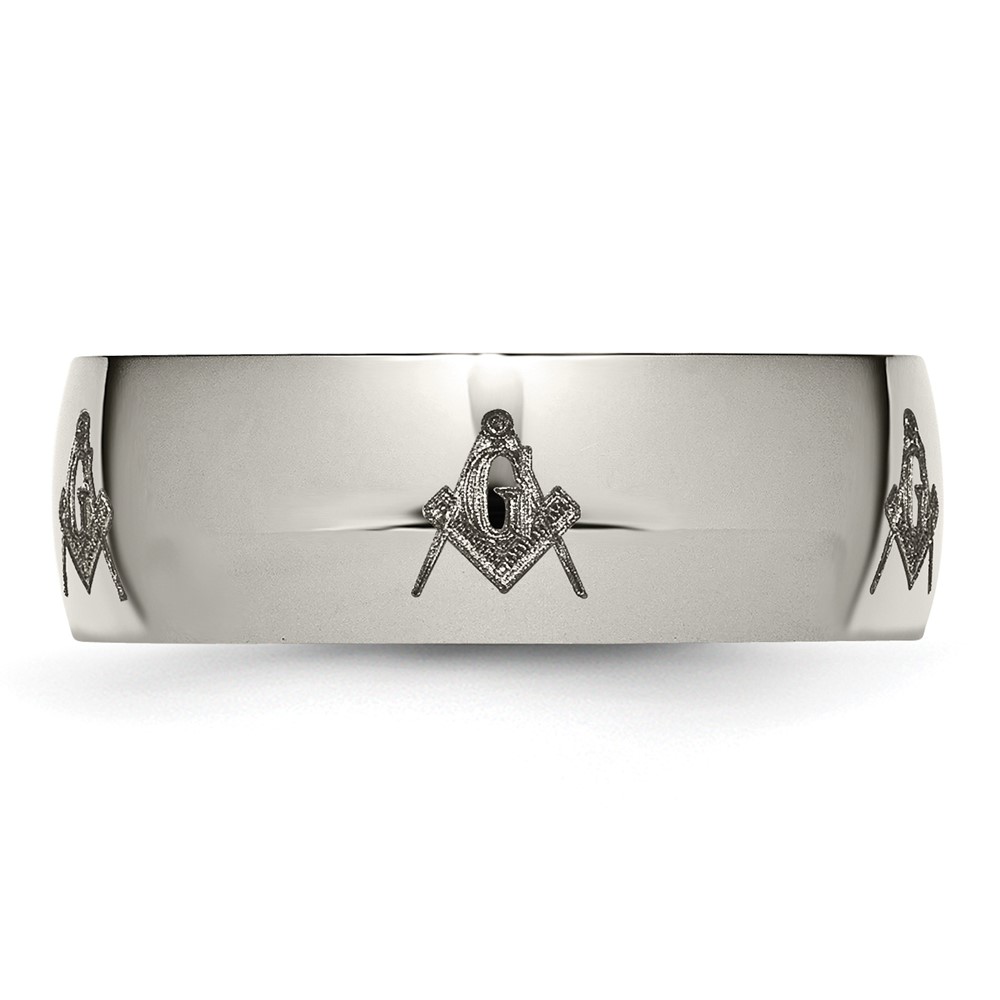 Chisel Titanium Polished Masonic Laser Design Band | J.C.’s Jewelry ...