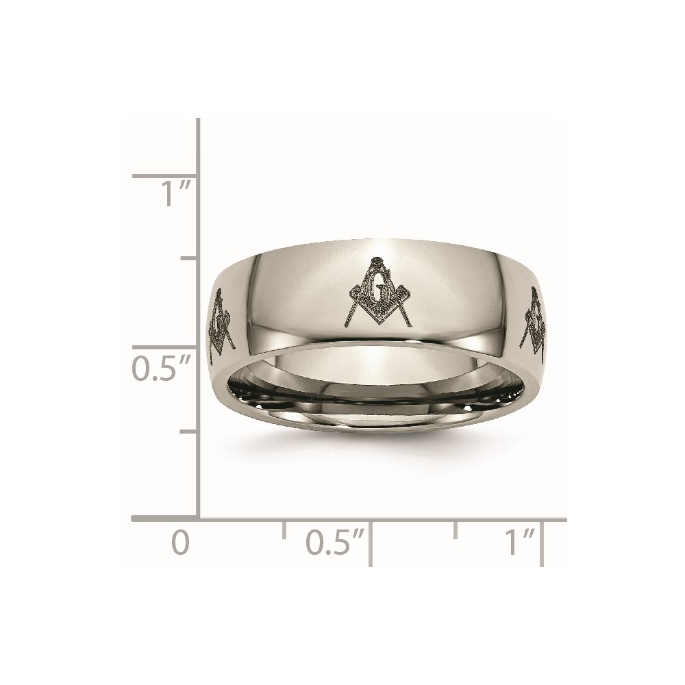Chisel Titanium Polished Masonic Laser Design Band | J.C.’s Jewelry ...