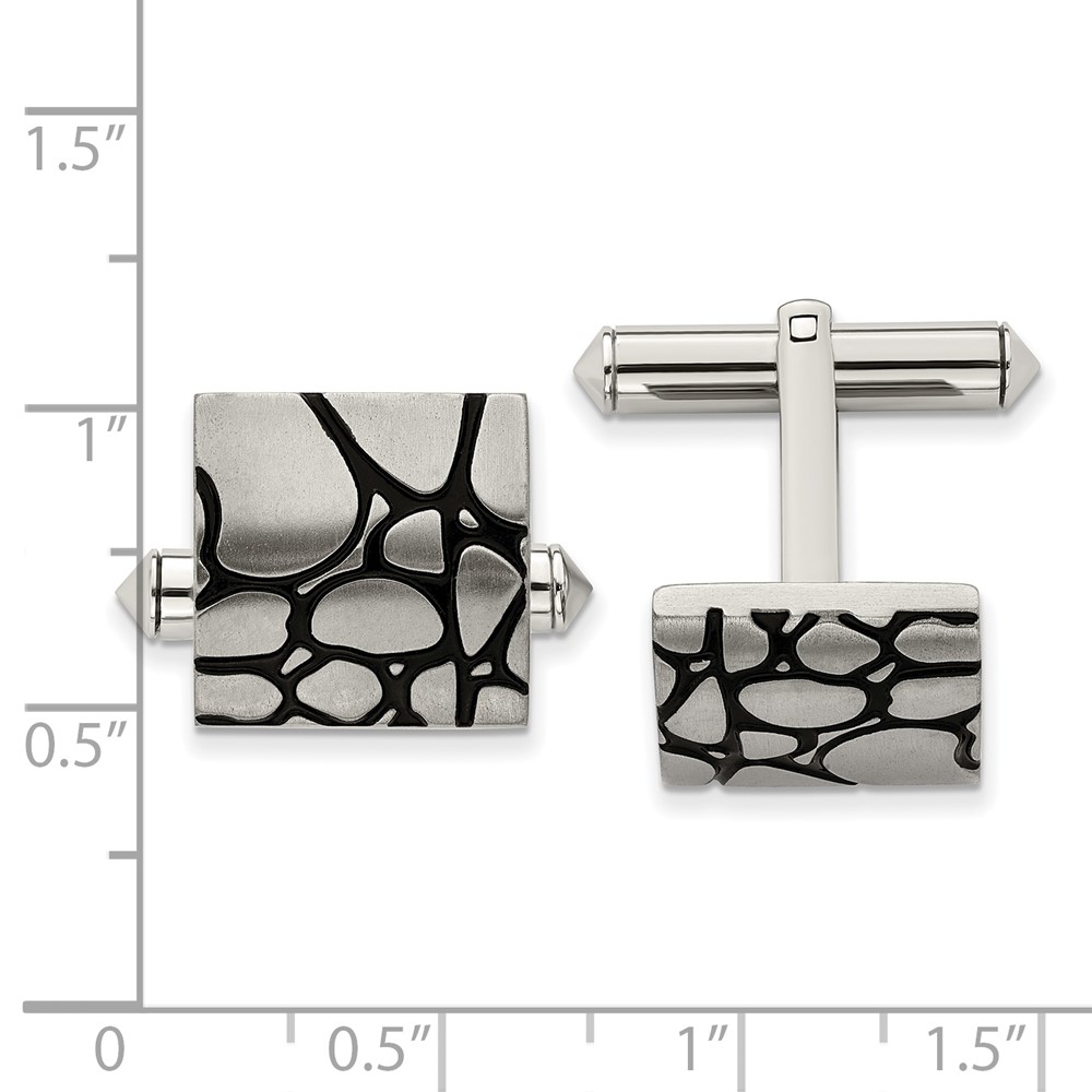 Chisel Titanium Brushed with Black Enamel Cuff Links | J.C.’s Jewelry ...
