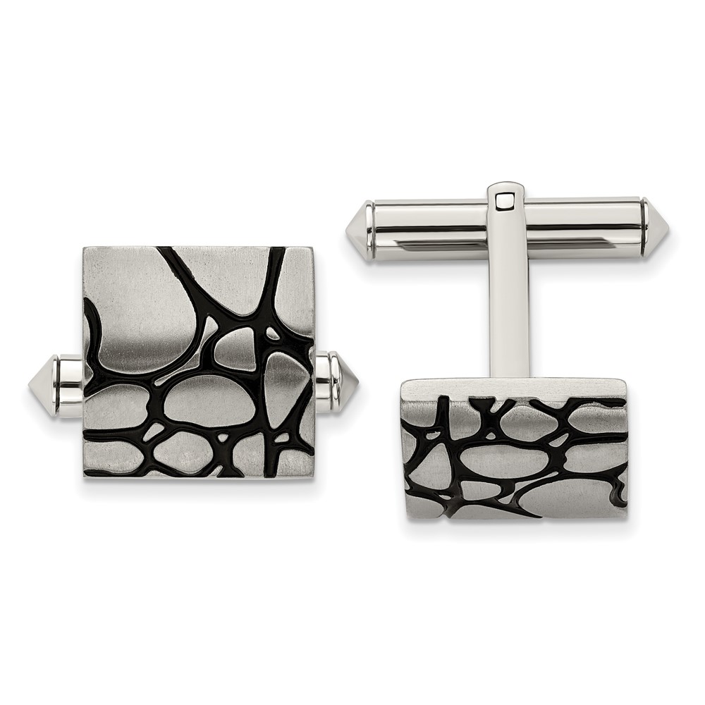 Chisel Titanium Brushed with Black Enamel Cuff Links | J.C.’s Jewelry ...