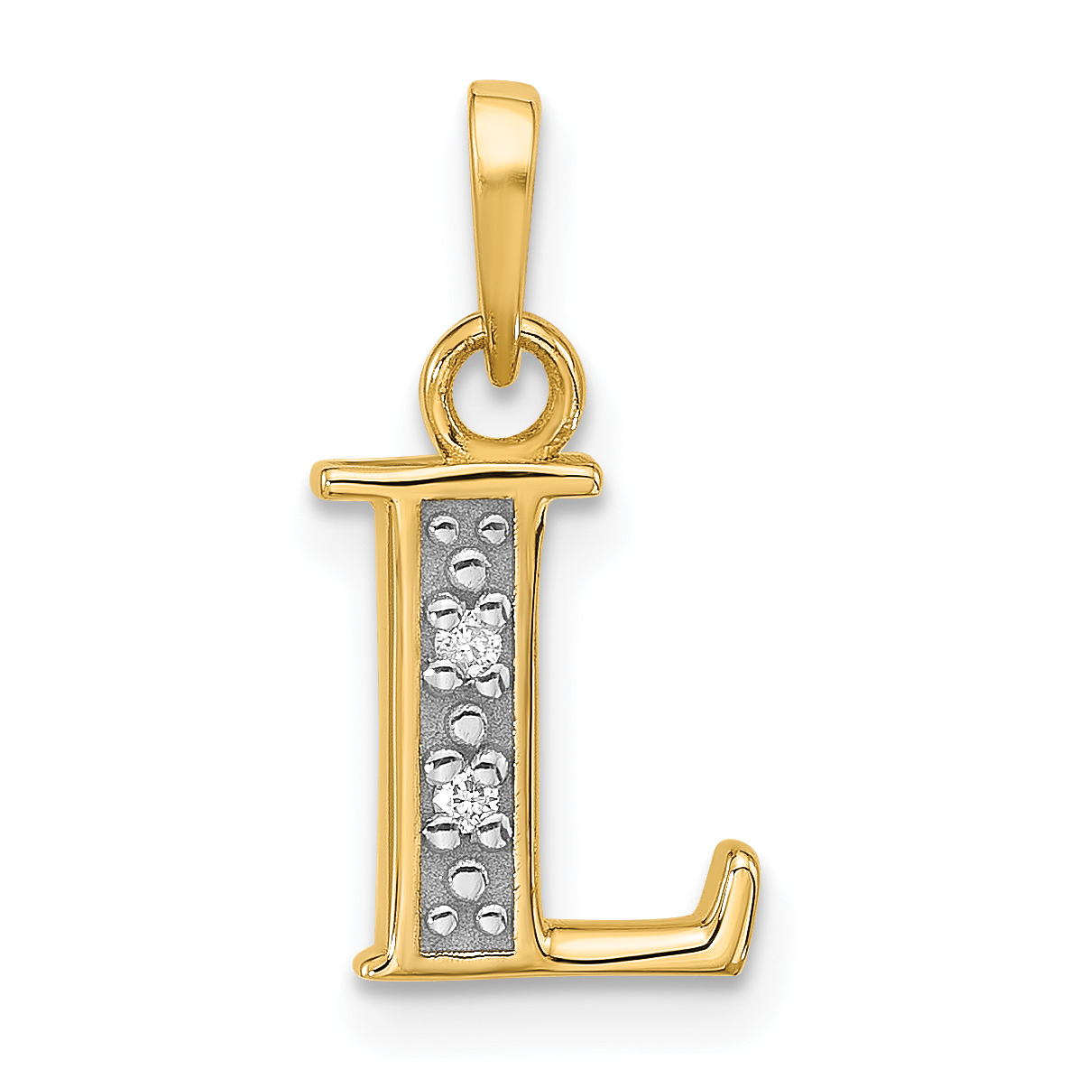 14K with Rhodium Diamond Letter L Initial Pendant | J.C.’s Jewelry